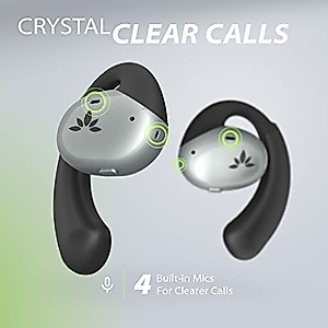 Avantree Pebble - Wireless Open Ear Earbuds with Adjustable Soft Earhook, Bluetooth 5.2 Headphones with Physical Volume Buttons, 10H Playtime and up to 35H w/Charging case, Premium Sound Quality