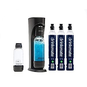 Drinkmate OmniFizz Sparkling Water and Soda Maker, Carbonates Any Drink, ULTIMATE BUNDLE With CO2 and BPA Free Bottles (Matte Black)