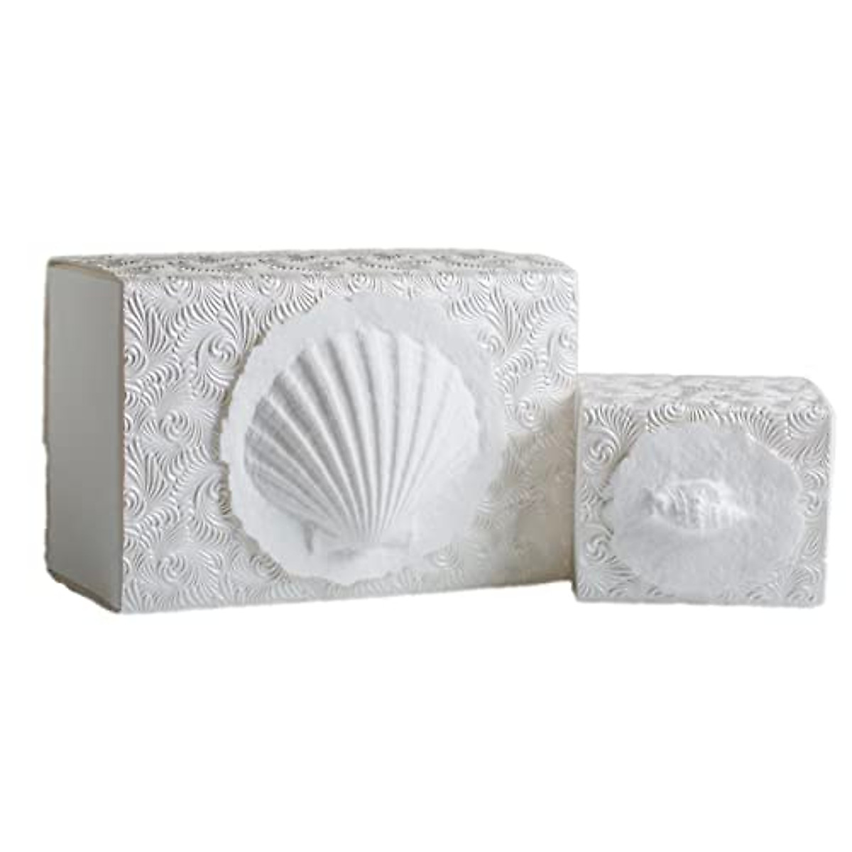 The Favorite Place® Burial Biodegradable Urn for Human Ashes, (Large Shell Urn Box), Water Burial Urn, Urn for Cremation, Cremation Urn Box, EcoFriendly Urn, (Shell on Metallic White) K-103
