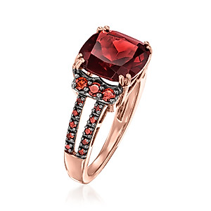 Ross-Simons 4.00 Carat Garnet and .31 ct. t.w. Red Diamond Ring in 14kt Rose Gold. Size 8