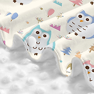 Rutiea Colorful Owl Pastel Pattern Car Seat Cover for Babies, Peekaboo Opening Minky Carseat Canopy Stroller Cover for Newborn, Mom Nursing Breastfeeding Covers, Blanket for Infant Toddler