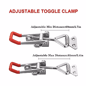 Accessbuy Toggle Latch Clamp 4002 Style,550Lbs Holding Capacity,Toggle Latches with Lock-Hole,Adjustable Heavy Duty Medium Latch for Smoker lid,ToolBox Cases and More (5.7inch)