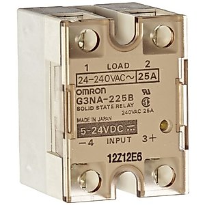 Omron G3NA-225B DC5-24 Solid State Relay, Zero Cross Function, Yellow Indicator, Phototriac Coupler Isolation, 25 A Rated Load Current, 24 to 240 VAC Rated Load Voltage, 5 to 24 VDC Input Voltage