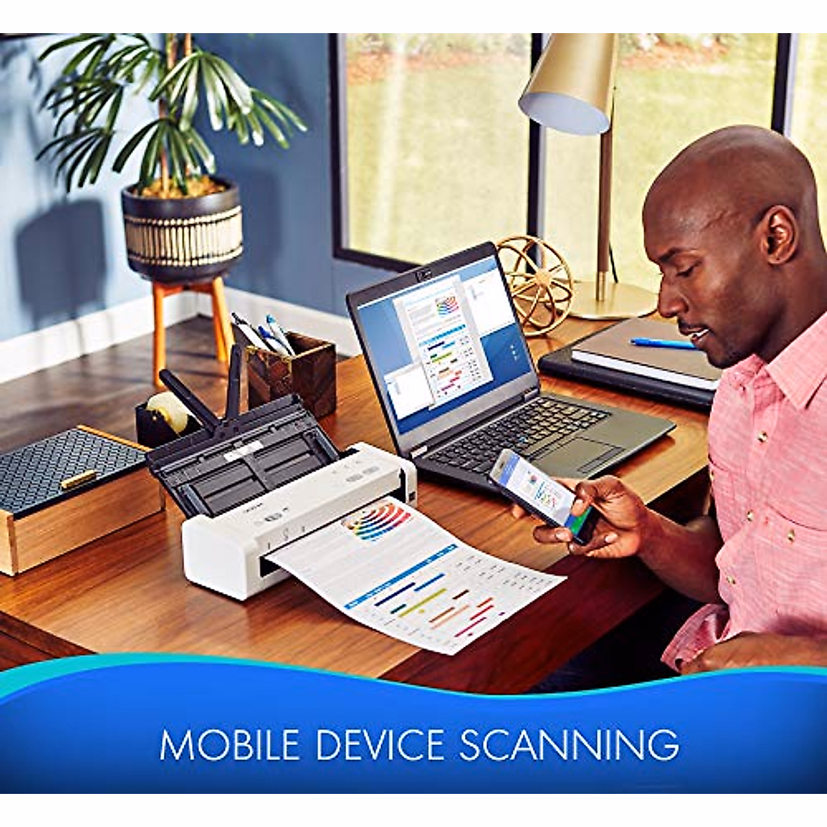 Brother Wireless Portable Compact Desktop Scanner, ADS-1250W, Easy-to-Use, Fast Scan Speeds, Ideal for Home, Home Office or On-the-Go Professionals