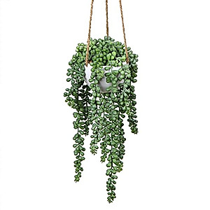 plants Artificial Succulents Hanging Fake String of Pearls Greenery with Planter for Home Wall Garden Indoor Outdoor Decor