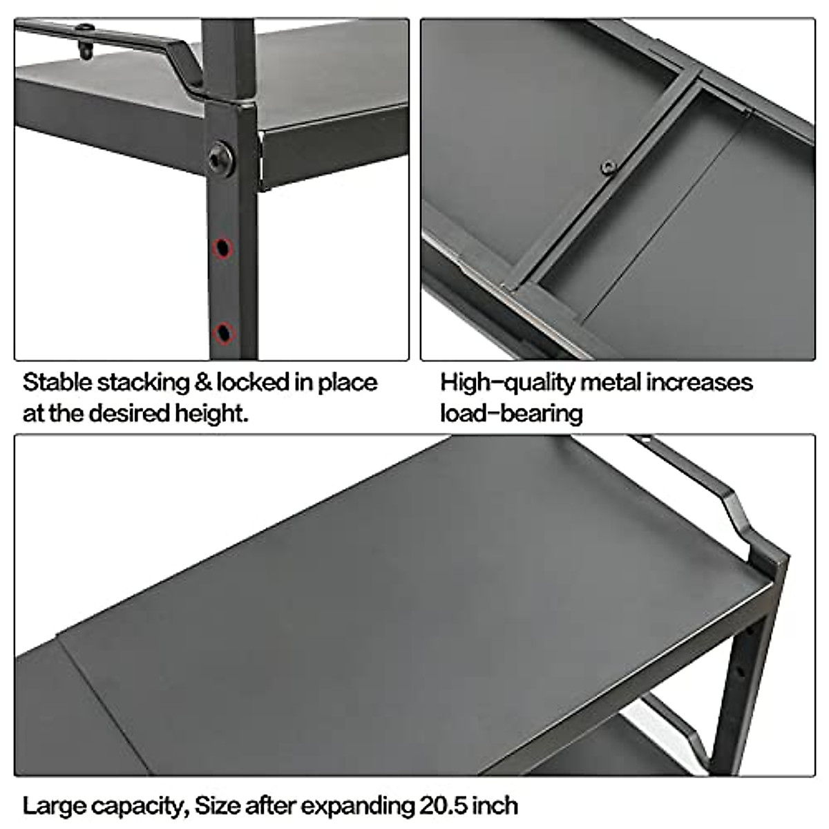 Expandable Cabinet Shelf Organizers Stackable Kitchen Counter Shelves spice rack organizer countertop shelf Cupboard Stand Spice Rack for cabinet(Set of 2)