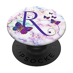 Purple Butterfly Custom Personalized Letter R Monogram PopSockets Swappable PopGrip