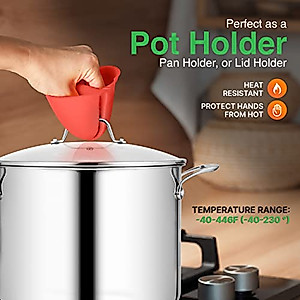 NutriChef 2 pcs Mini Red Silicone Gloves, Anti Slip Flexible Design for Nonstick Carbon Steel Bakeware Pans, Dishwasher Safe, Protects Hands from Hot Cast Iron Handle or Microwave Dish