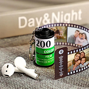 Personalized Spotify Photo Keychains Custom Camera Film Roll Song QR Code Keychain MultiPhoto Reel Album Retro Custom Gift Birthday Holiday for Lover Dad Mom Kids Boyfriend Girfriend (15 Photo)