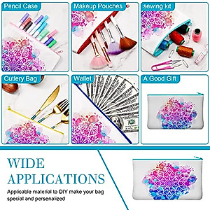 50 Pieces Sublimation Blank Canvas Makeup Bags Bulk Blank DIY Heat Transfer Cosmetic Makeup Bags Canvas Pen Case Pencil Bags Clear Sublimation Blank Pouch with Zipper (Mixed Colors, 7 x 4.3 Inch)
