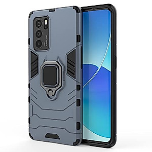 QiongNi Case for Oppo Reno 6 Pro 5G Case Cover,Magnetic Car Mount Bracket Shell Case for Oppo Reno 6 Pro 5G PEPM00 Case Blue