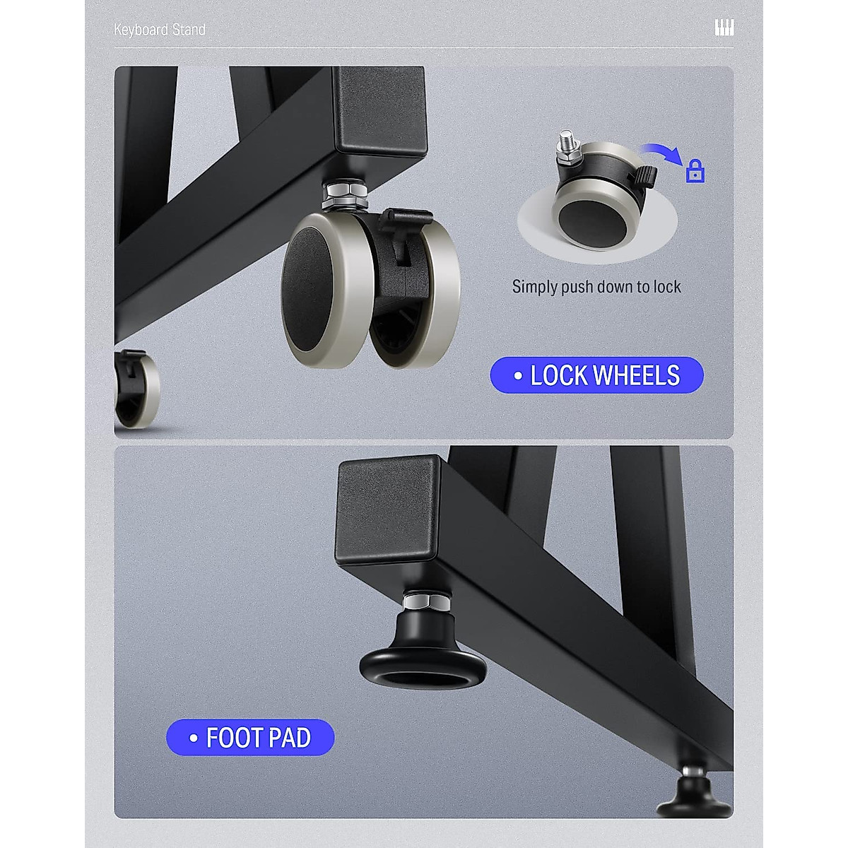 Donner Keyboard Stand, Z-style Heavy-Duty Piano Stand, Adjustable and Portable Piano Keyboard Stand, Suitable for 54, 61 and 88 Keys Electric Keyboards Digital Pianos