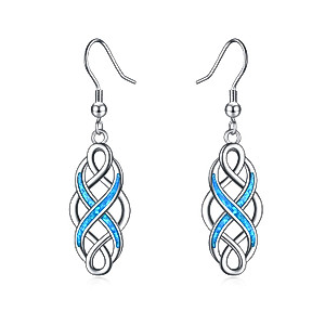 LUHE Celtic Earrings Sterling Silver Oxidized Good Luck Irish Vintage Celtic Knot Dangle Dangling Earrings Jewelry Dangles Gifts for Women