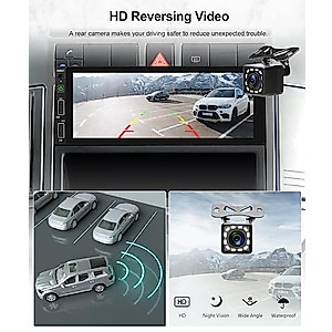 Single Din Touchscreen Car Stereo with Wireless Apple CarPlay, Rimoody 6.86" 1 Din Car Radio with with Android Auto Bluetooth FM Radio EQ Mirror Link Car mp5 Player TF/USB Rear View Camera