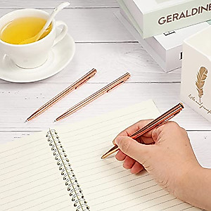 Zonon 12 Pieces Slim Metallic Retractable Ballpoint Pens Lightweight Black Ink Metal Pens Ballpoint Slim Pens Medium Point 1.0 mm Pens for Business Office School Supplies (Rose Gold)