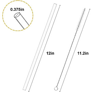 Replacement Straw for 40 oz Stanley Tumbler with Handle, 10 Pack Extra Long Straight Reusable Clear Straws with 2 Cleaning Brushes for Stanley Adventure Quencher Travel Cup Water Bottle Accessories