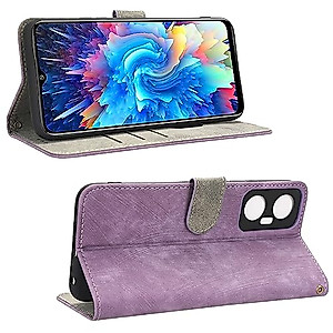 Case Compatible with Infinix Hot 20 5G X666 X666B,Case with Card Slot.Wallet Design,RFID Protection.Standable Flip Case Purple