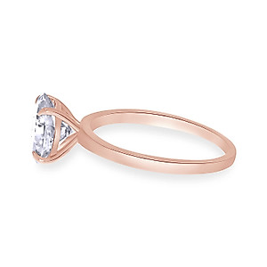 SAVEARTH DIAMONDS 1 1/3 CT Oval Cut Lab Created Moissanite Diamond Solitaire Engagement Ring For Women In 14k Rose Gold Plated 925 Sterling Silver (Clarity : VVS1,1.30 Cttw)-5