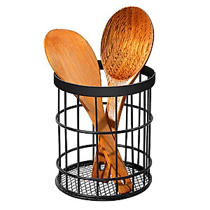 Black Kitchen Utensil Holder for Countertop, Metal Wire Kitchen Utensils Crock for Counter Organizer, Matte Spatula Holder for Cooking Storage 4.4 * 5.4 IN