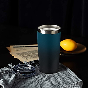 TDYDDYU 8 pack 20 OZ Double Wall Stainless Steel Vacuum Insulated Tumbler Coffee Travel Mug With Lid, Durable Powder Coated Insulated Coffee Cup for Cold & Hot Drinks (OmbreIndigo, 8pack)