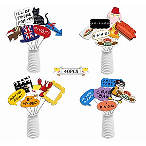 40 Pcs Themed Photo Booth Props TV Show Birthday Party Supplies Graduation Bridal Shower Bachelorette Party Decorations