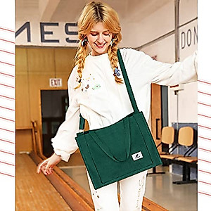 Corduroy Tote Bag for Women Crossbody Shoulder Handbags Small Satchel Bag Handbag Stylish Tote Bag for Women Corduroy Large Capacity Shoukder Bag Satchel (Z-Green)