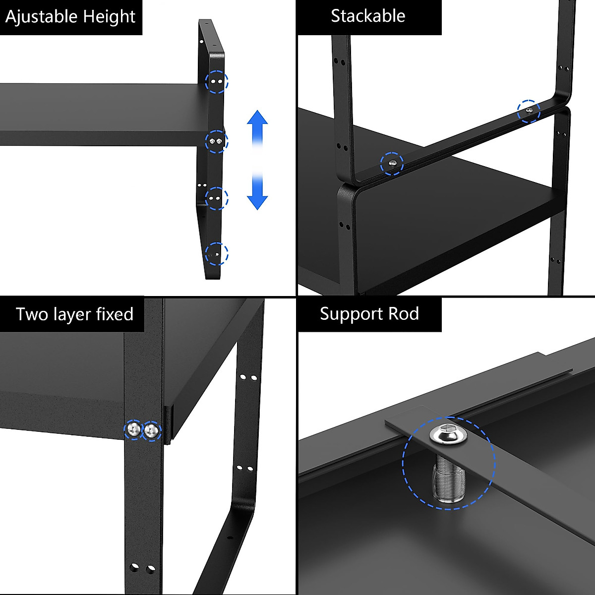 SANNO Expandable Cabinet Shelf Rack,Large Kitchen Cupboard Organizer Stackable Counter Shelf Organizer large Expandable Shelves Cupboard Organizer Rack, Black, 3 pack