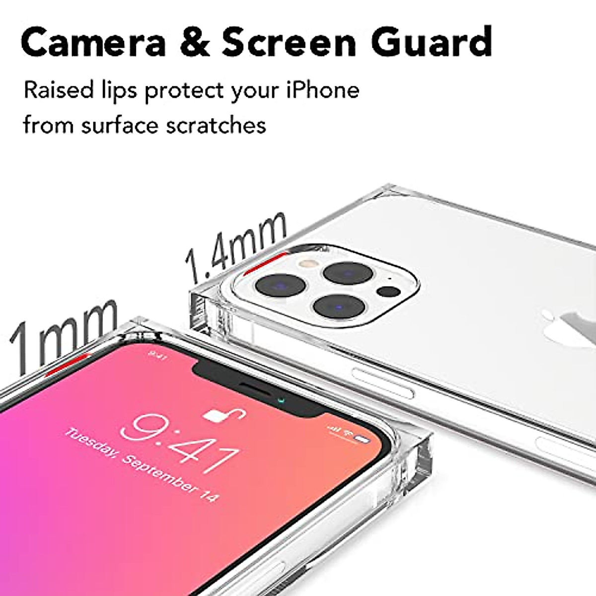 ANHONG Clear Square Case Compatible with iPhone 13 Pro Max 6.7 inch 2021, HD Clear Cover Enhanced Corners TPU Cushion, Shock-Absorption Soft TPU Case