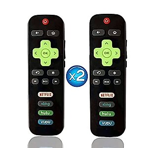 (Pack of 2) Replacement Universal Roku TV Remotes [Glow in The Dark], Compatible ONLY with Roku TV Model: TCL/Hisense/Onn/Sharp/Element/Westinghouse/and Philips Roku TV