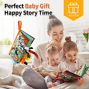 Jollybaby Baby Cloth Books, Touch & Feel Crinkle Soft Books, for Infants Babies, Toddler Early Educational Interactive Stroller Toys, Baby Girl & Boy Gift(Farm Tails)