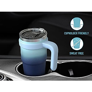 Zukro 20 oz Insulated Tumbler With Handle, Ceramic Interior Coating, No Metallic Aftertaste, Vacuum Stainless Steel Travel Coffee Cup with Lid and Straw, Keep Drinks Hot & Cold, Dishwasher Safe