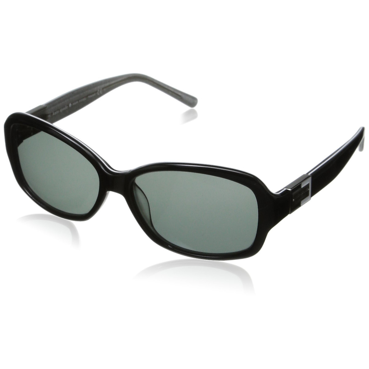 Kate Spade New York Women's Annika Rectangular Sunglasses, Black Silver Spark/Gray, 57 mm