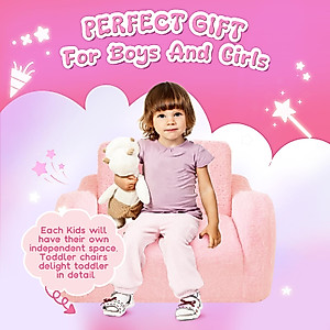 QIICMER Toddler Chairs Comfy 2-in-1 Kids Couch Fold Out Convertible Sofa to Bed, Kids Sofa for Girls and Boys, Cuddly Chairs for Toddlers 1-3 (Pink)