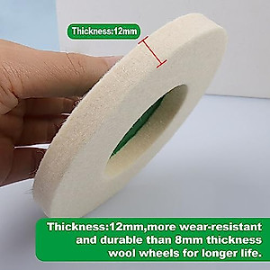 ATOPLEE Wool Polishing Wheel Disc,5pcs 4-1/2" x 7/8" Arbor Buffing Wheel for 4.5 Inch Angle Grinder,Wool Felt Polishing Wheel for Metal,Marble,Wood（Hole Diameter:22mm,Thickness:12mm）