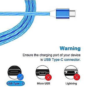 Light up USB C Charger Cable,Led Charging Cable,Light Up Charger Type-C Cord,Fast Charging Cable Compatible with Samsung Galaxy A10e A20,Note 20 10 9 8,Moto G7,3.3ft(not Compatible with i-Phone)