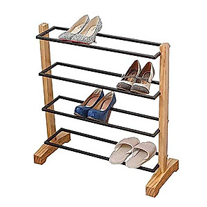 ANMMBER Shoe Rack Multi-Layer Wrought Iron Simple Doorway Home Minimalist Creative Solid Wood Storage Rack Rack (Size : 76cm high)
