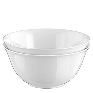 Kook Ceramic Salad Serving Bowls, Chip Resistant Ceramic, Microwave and Dishwasher Safe, White Glossy Porcelain, Bristol Collection (Serving Bowl)