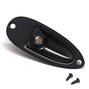 harpfeas Guitar Input Jack Socket Plate Output Loaded Boat Style 1/4 Inch for Fender Stratocaster Strat St Mono Electric Guitar (black)