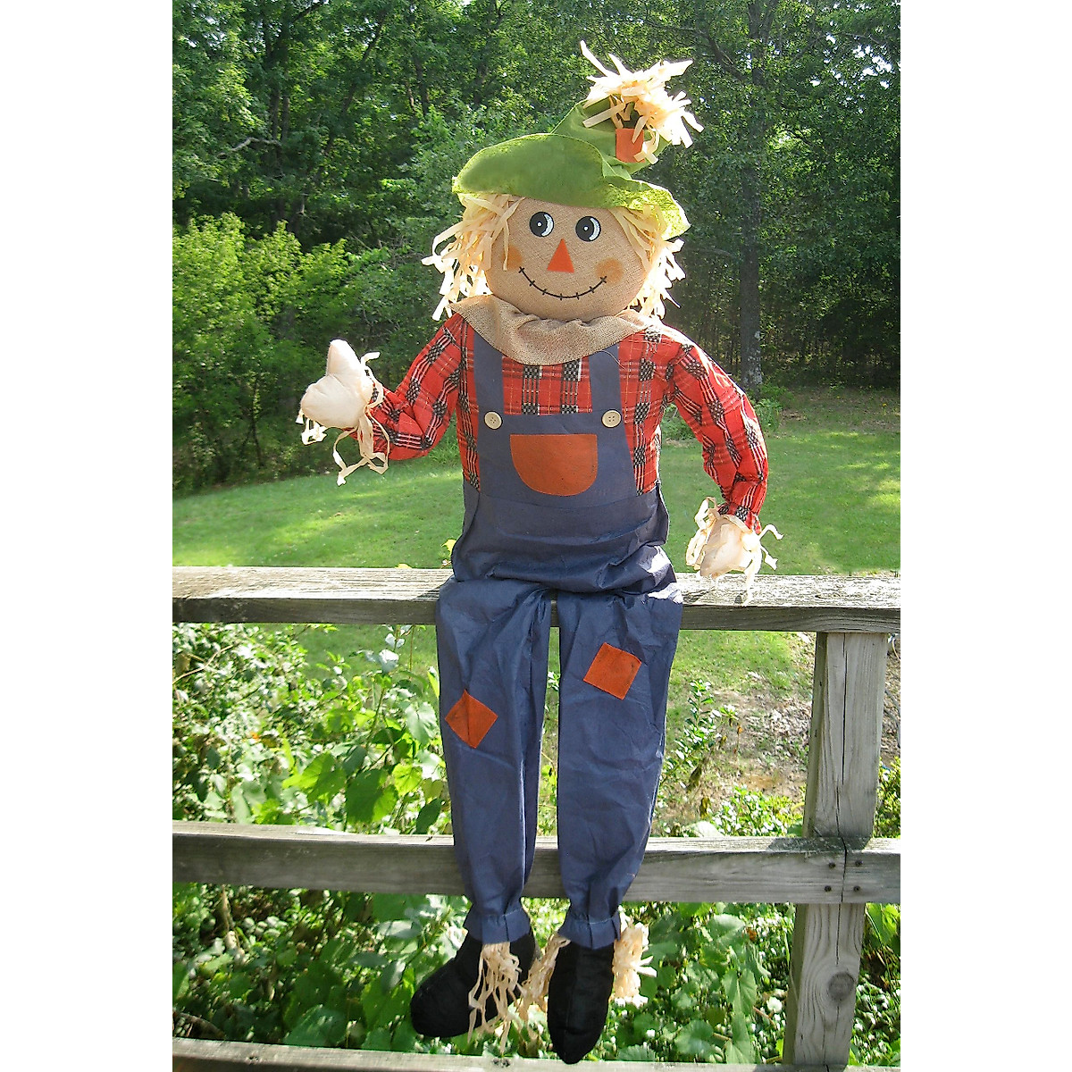 RZ Express Studios 63" Large Sitting Scarecrow Fall Harvest Halloween Porch Sitter Decoration