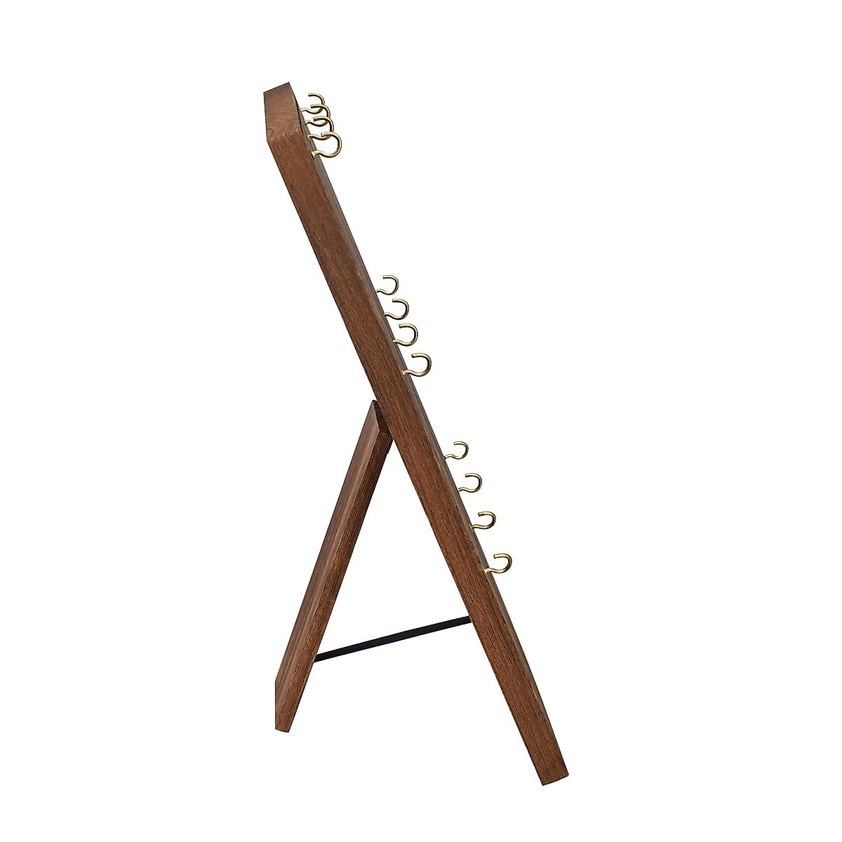 Ikee Design Wooden Jewelry Display Stand with 12 hooks, Earring Display with Hooks, Bracelet, Earring, Keychain Stand for Selling,7.8W x 7.8D x 15.9H in, Brown Color