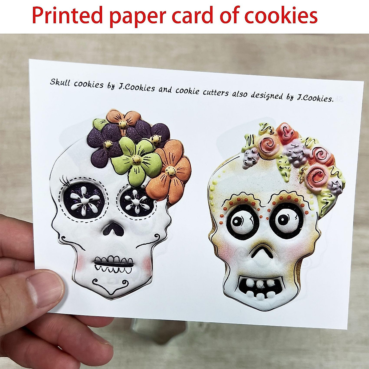 LILIAO Halloween Skull with Flowers Cookie Cutter - 3.4 x 4.6 inches - Stainless Steel - by Janka