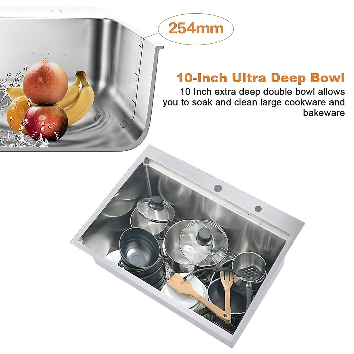 33 In Drop In Kitchen Sink Workstation-Bokaiya Kitchen Sink 33x22 Drop In Workstation Sink Topmount 16 Gauge Single Bowl Stainless Steel Kitchen Sink with Cutting Board