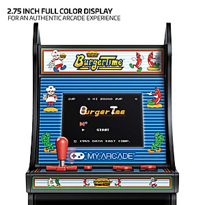 My Arcade Burgertime Micro Player Mini Arcade Machine: Fully Playable, 6.75 Inch Collectible, Color Display, Speaker, Volume Buttons, Headphone Jack, Battery/Micro USB Powered-Electronic Games, Yellow