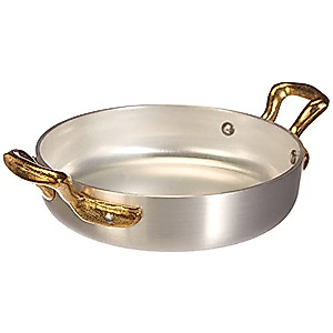 Pentole Agnelli 1932 Collection Line Omelette Pan with 2 Little Handles, Diameter 14 cm, Aluminium Silver, 14 x 14 x 4 cm