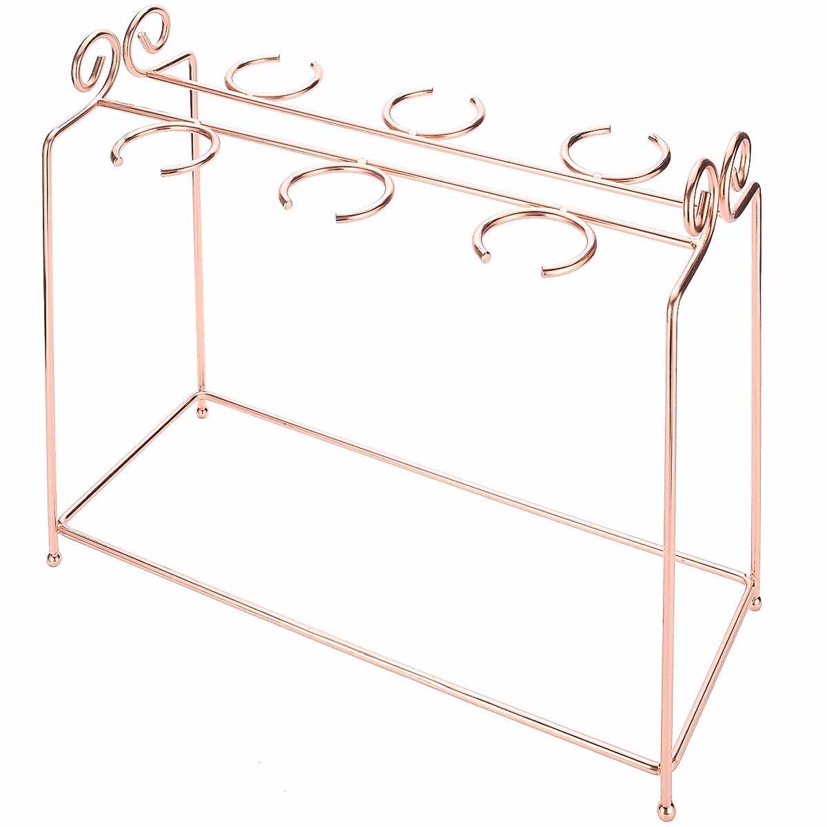 MyGift Modern Copper Metal Wire Countertop Hanging Wine Glass Holder, Stemware Display Rack