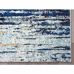 Abani Rugs Blue & Yellow Painted Pattern Area Rug w/Bold Design Rugs Modern 6' x 9' Accent Rug, Laguna Collection