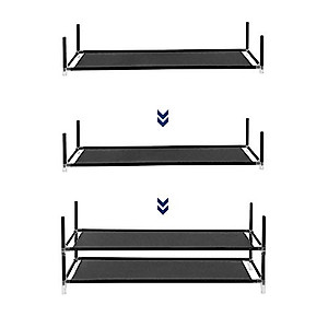 Herron Shoe Rack 5 Tier, Durable and Stable Shoe Organizer 25 Pairs Space Saving Shoe Tower Non-Woven Fabric Shoe Shelf (Black)