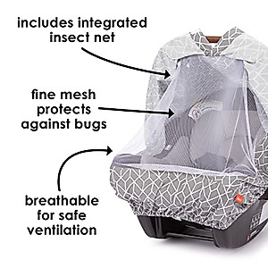 Diono Infant Car Seat Cover, Universal Weather Protection Canopy for Baby, Adjustable and Breathable with Insect Net, Gray