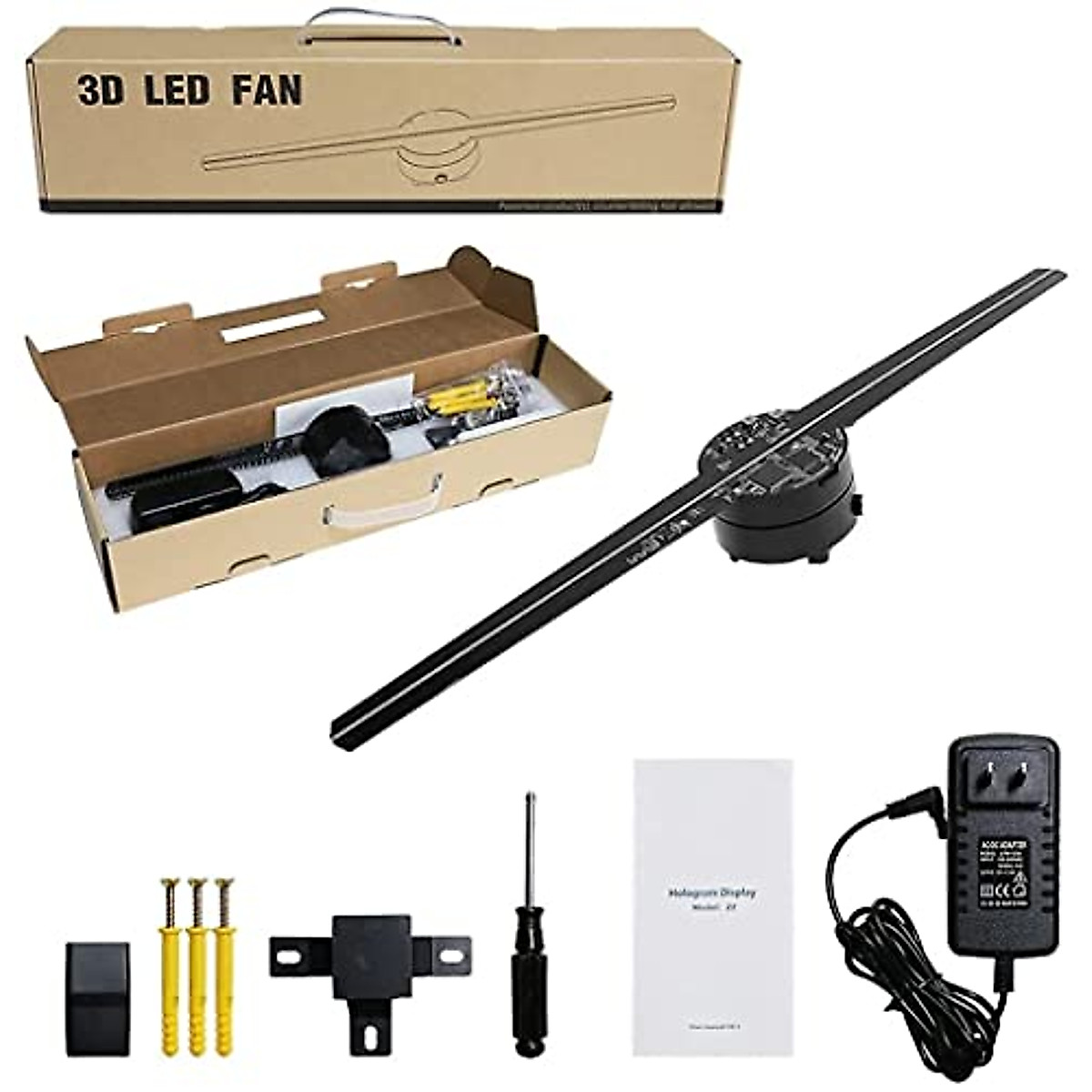 GIWOX Upgrade 3D Hologram Advertising Display Fan 16.5inch, 640P Hi-Resolution and WiFi Added - LED Light 3D Holographic Projector Fan for Business Store Shop Bar with 800pcs 3D Video Library 42cm