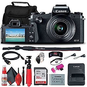 Canon PowerShot G1 X Digital Camera (5249B001), 32GB Card, Card Reader, Case, Flex Tripod, HDMI Cable, Hand Strap, Cap Keeper, Memory Wallet, Cleaning Kit (Renewed)
